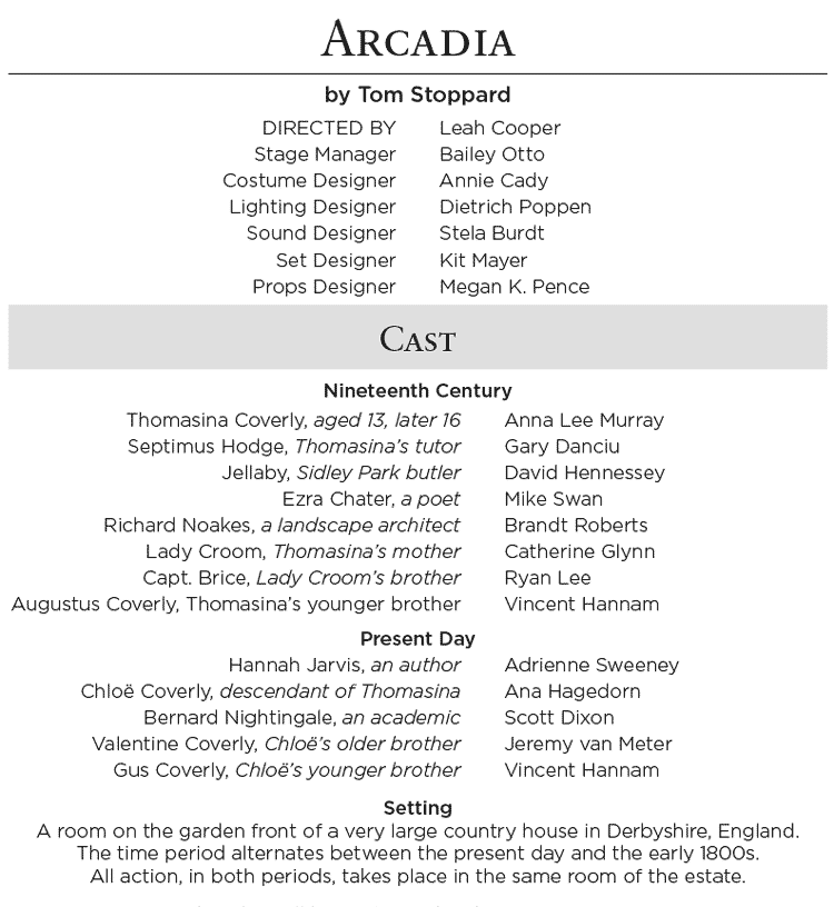 Arcadia, 2014 – Cast & Crew | Commonweal Theatre
